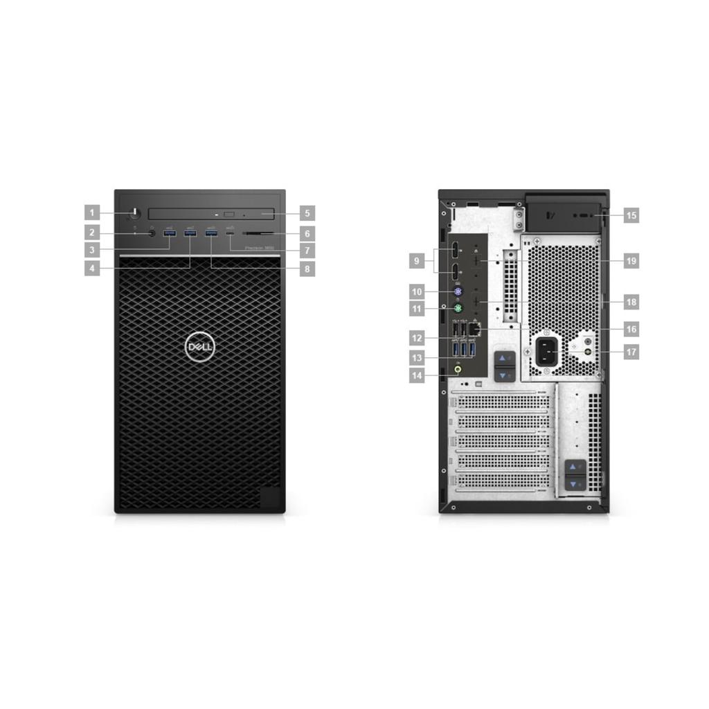 Dell Precision T3650 Desktop Core i9 3.5 GHz - SSD 1 TB RAM 32GB | Back ...