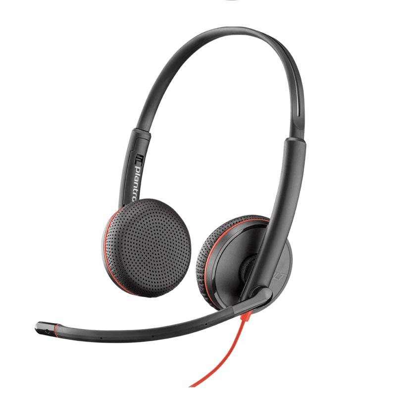 Plantronics Poly Blackwire 5220 Headphones with microphone - Black/Red ...